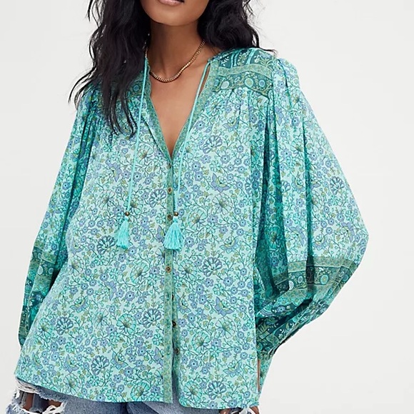Spell | Tops | Spell Sundown Blouse Turquoise | Poshmark
